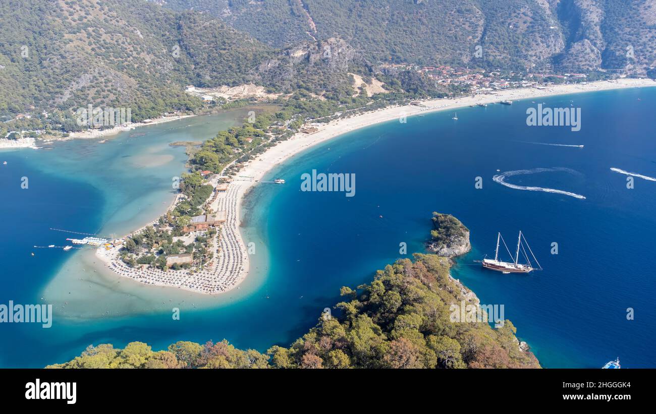 Oludeniz beach, Blue Lagoon aerial, Turkey Stock Photo - Alamy