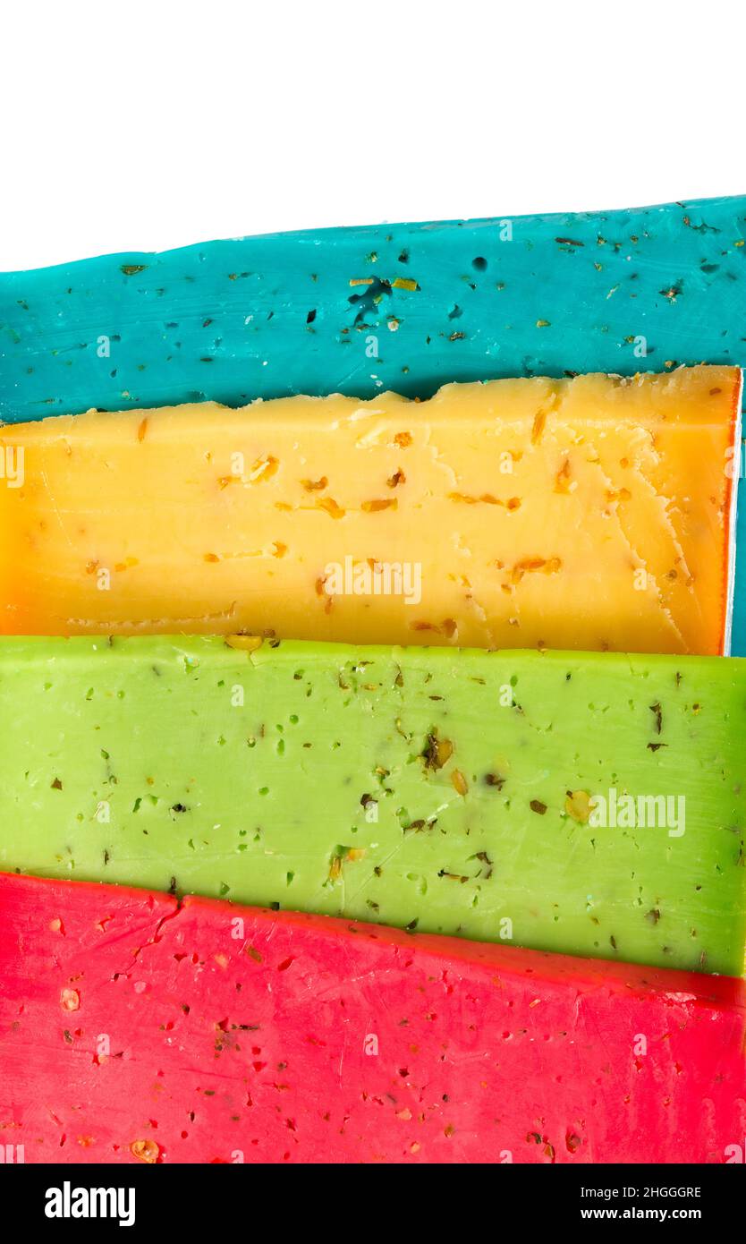 variation of color cheese Stock Photo - Alamy