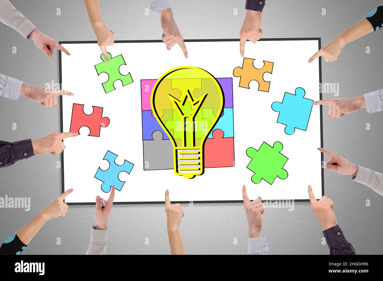 Hands pointing to idea concept Stock Photo - Alamy