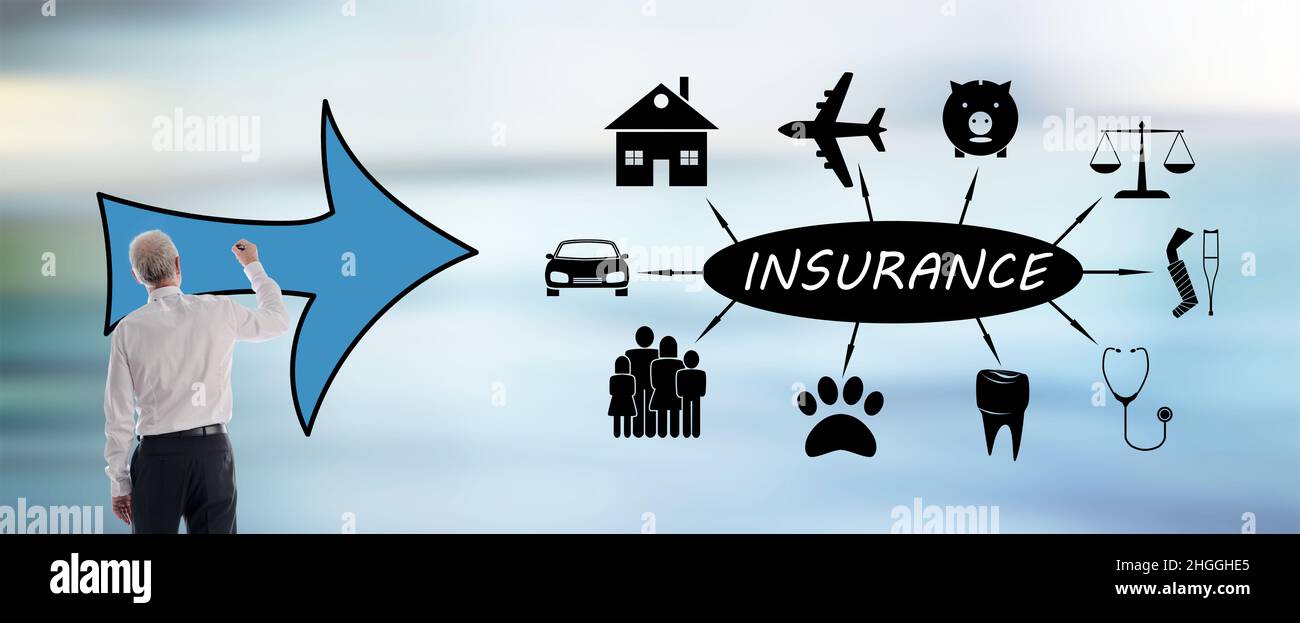 Insurance concept drawn by a businessman Stock Photo - Alamy