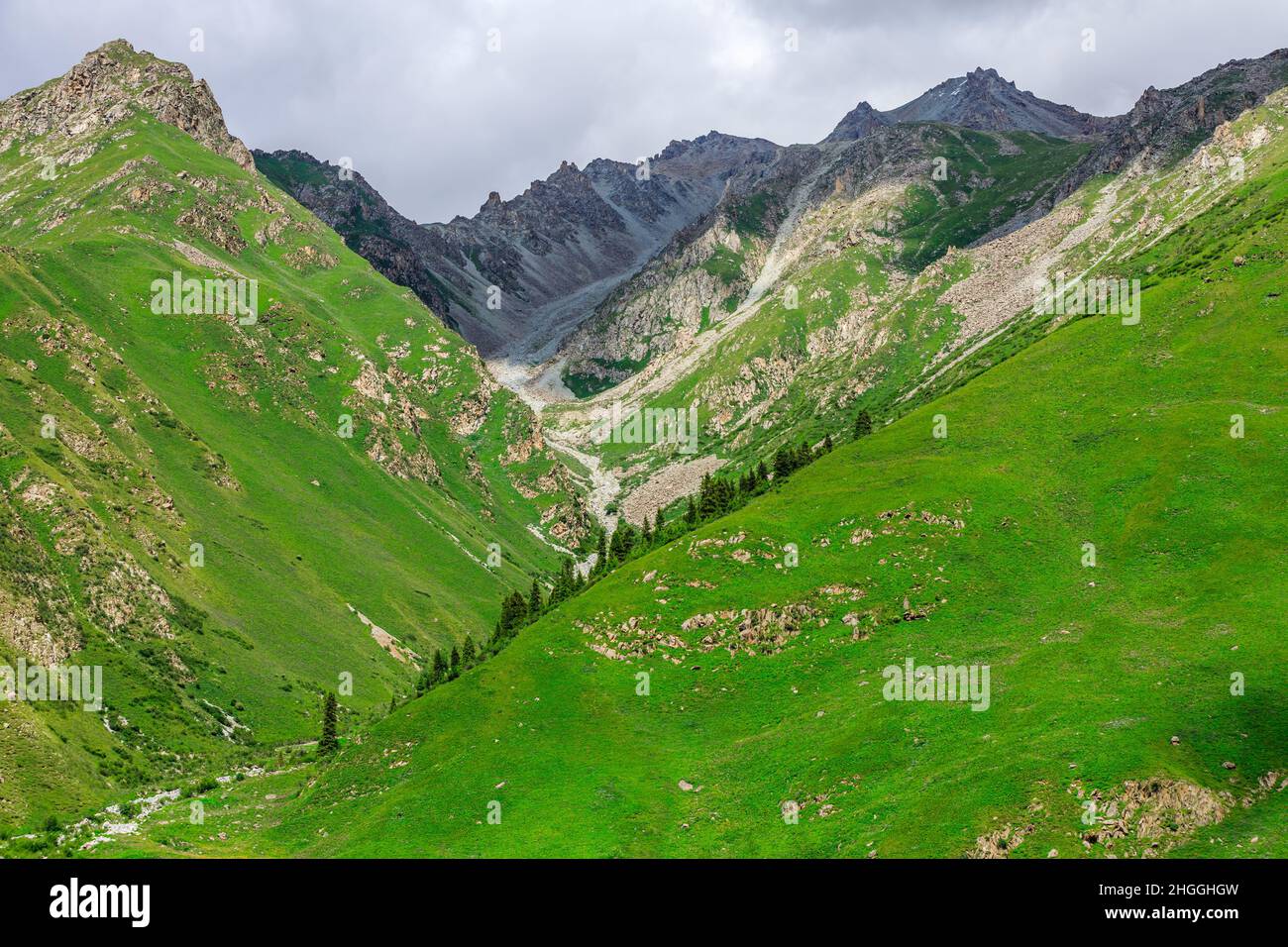 Magnificent mountain and green grassland in Xiata Scenic Area,Xinjiang ...