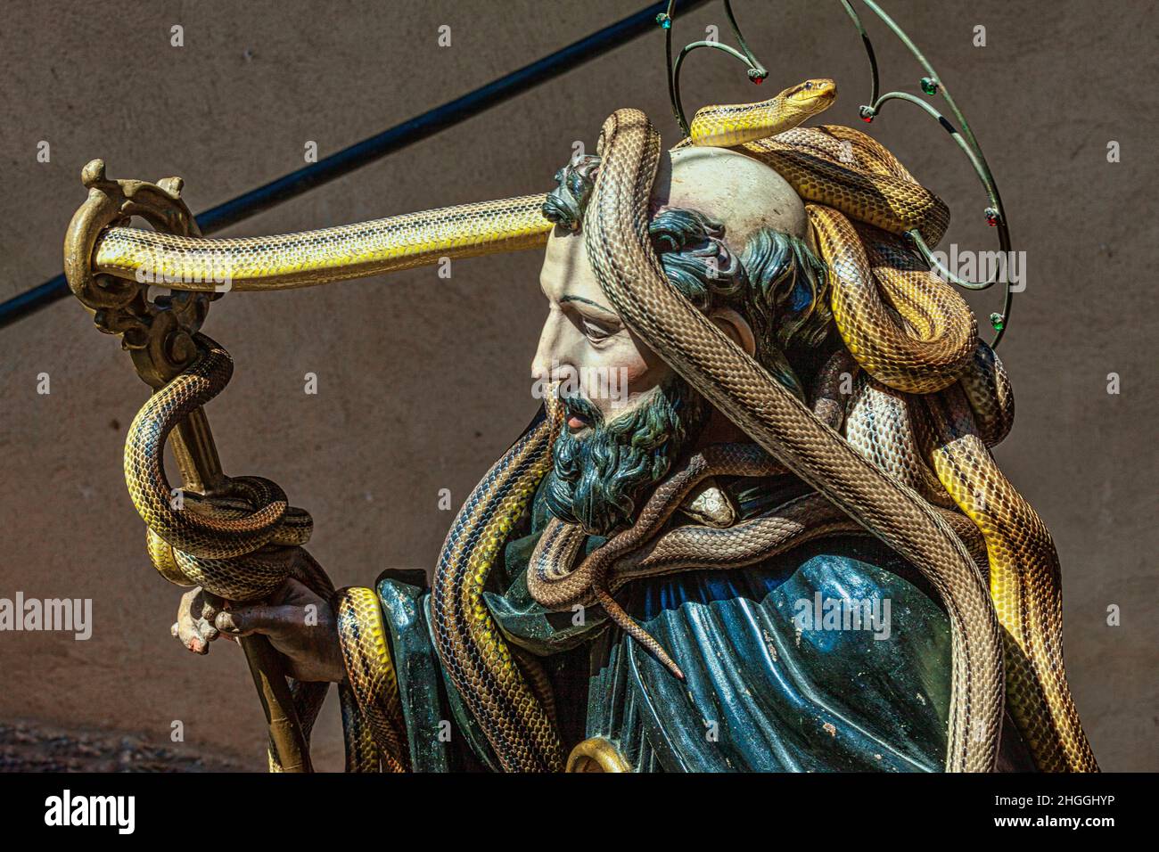 Cocullo, the statue of San Domenico is covered with snakes and carried ...