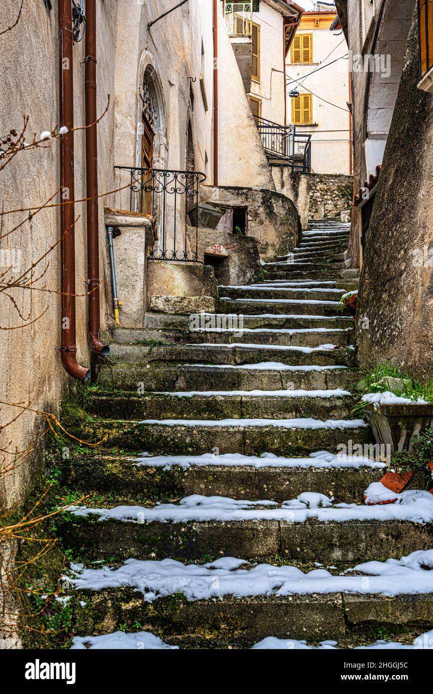 Stairs covered in snow hi-res stock photography and images - Alamy