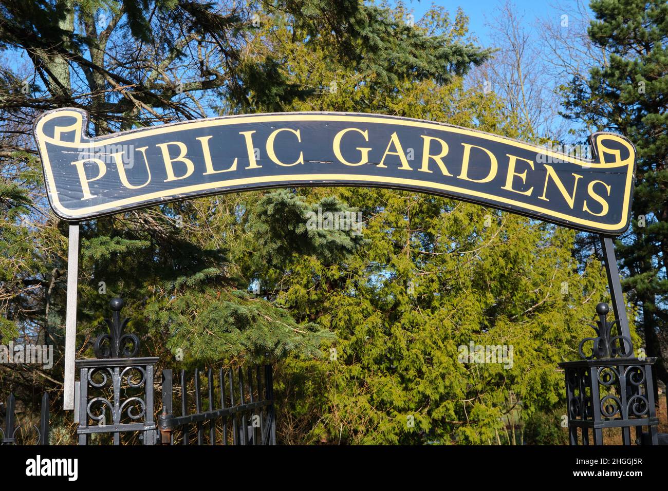 entrance gate with words "public gardens" at entrance in Halifax ...