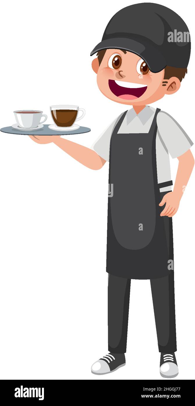 A coffee man cartoon character on white background illustration Stock ...