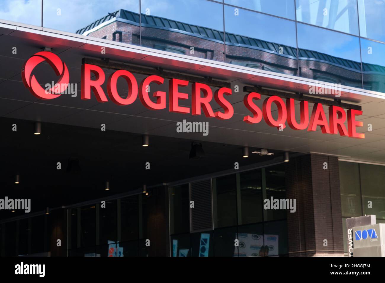 Rogers Square sign, at entrance of building. Halifax, Nova Scotia ...