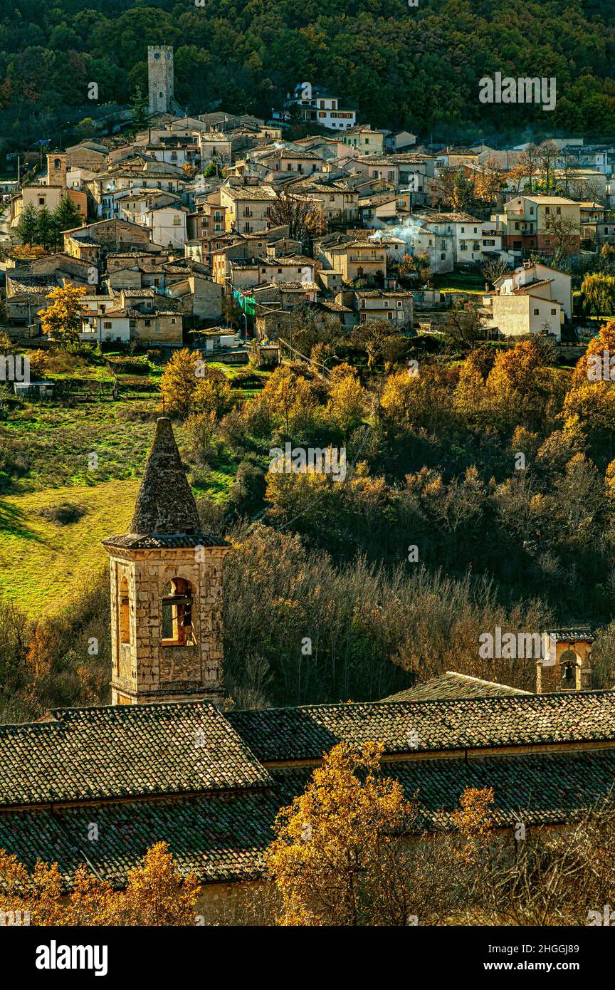 Bell tower and roofs of the Collegiate Church of Santa Maria del Ponte ...