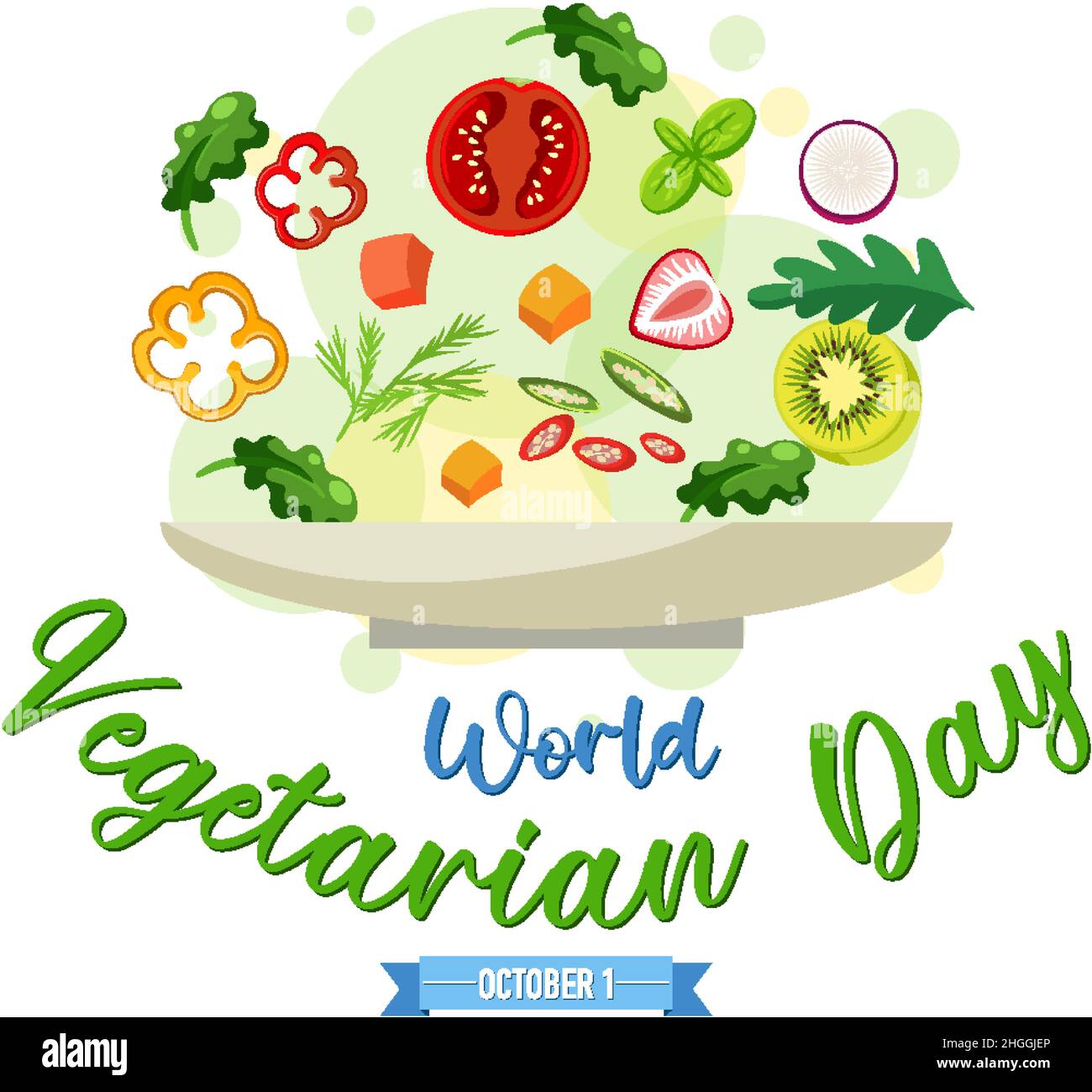 World Vegetarian Day logo with vegetable and fruit illustration Stock ...