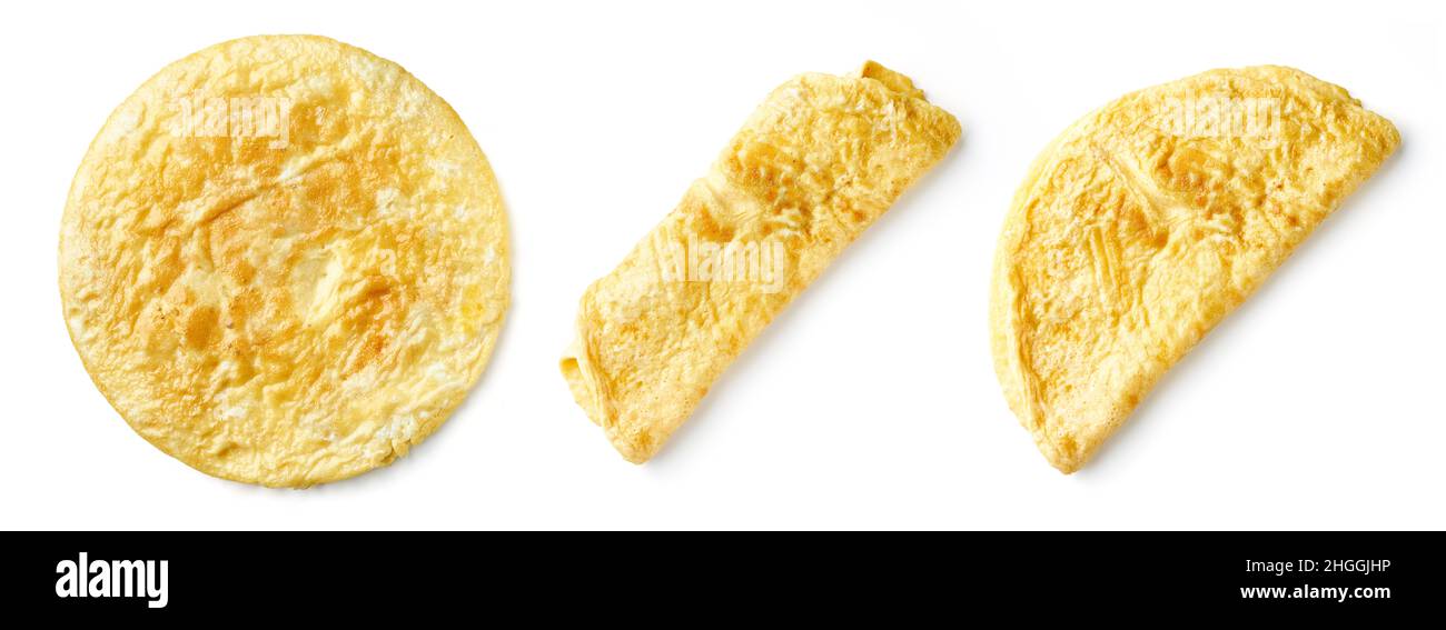 Omelet isolated on white background, top view Stock Photo - Alamy