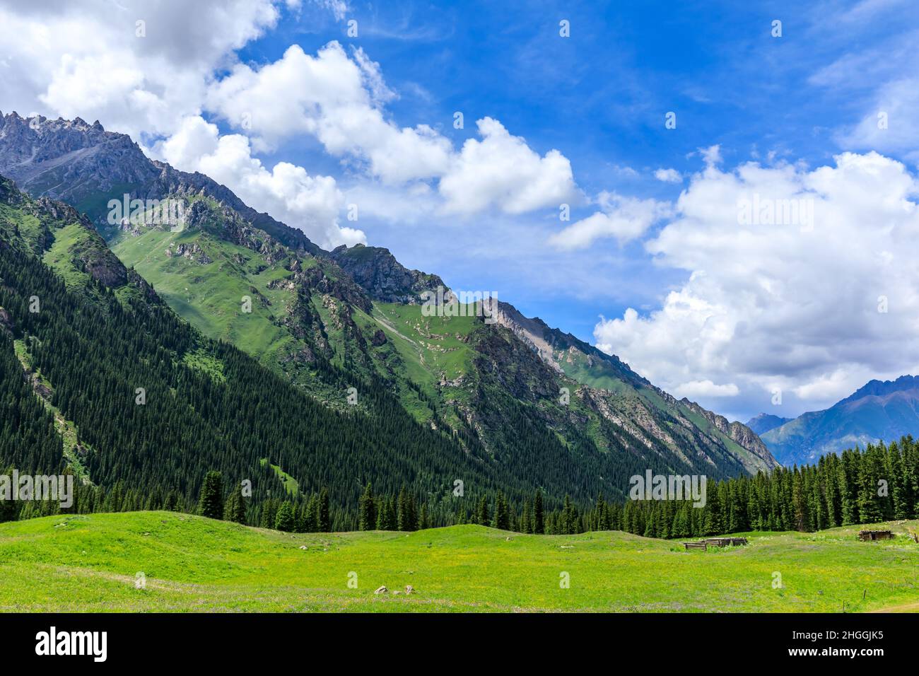 Beautiful mountain and green grassland in Xiata Scenic Area,Xinjiang ...
