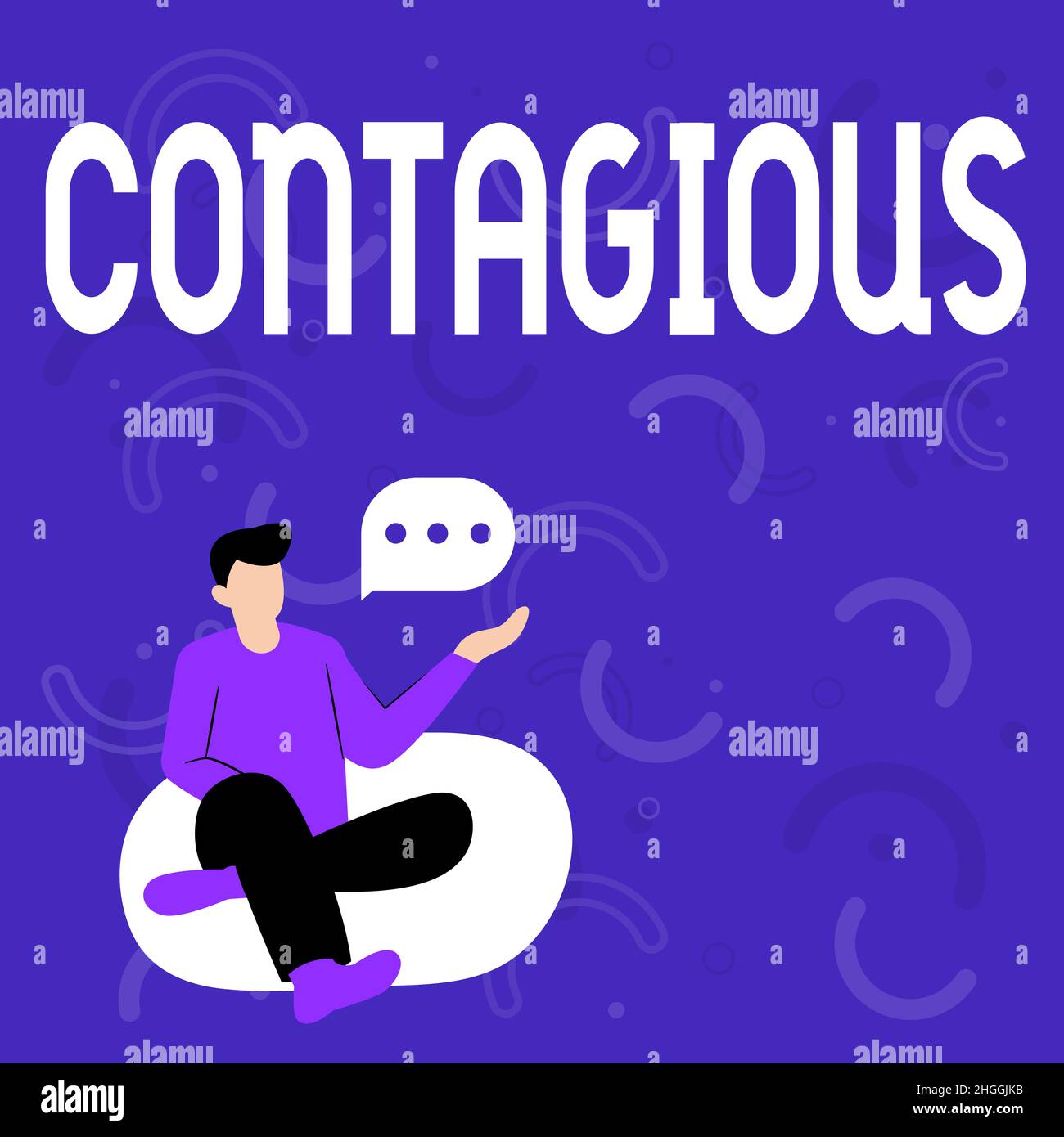 Text caption presenting Contagious. Word for transmissible by direct or ...
