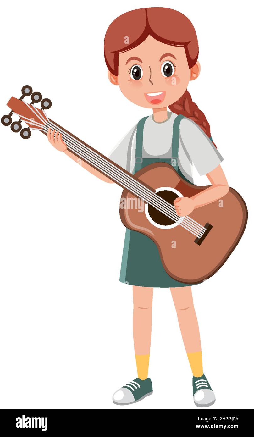 A female musician cartoon character on white background illustration ...