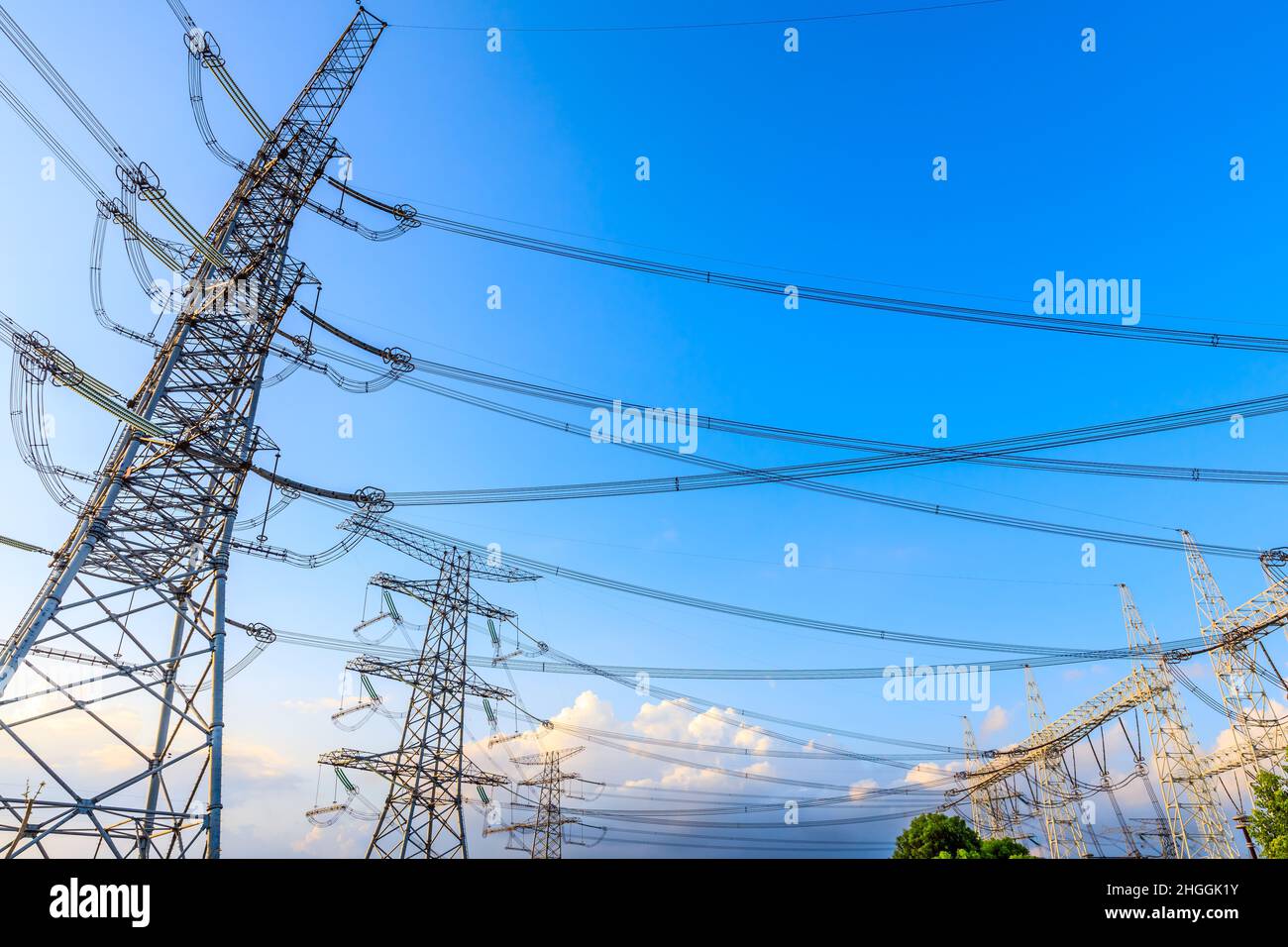 High voltage substations,urban power supply lines Stock Photo - Alamy