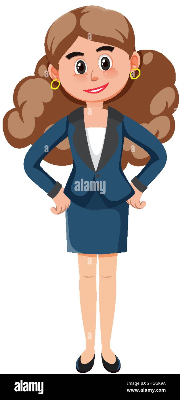 A secretary cartoon character on white background illustration Stock ...