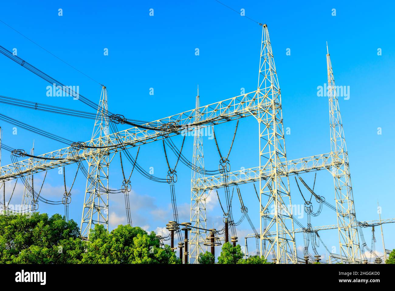 High voltage substations,urban power supply lines Stock Photo - Alamy