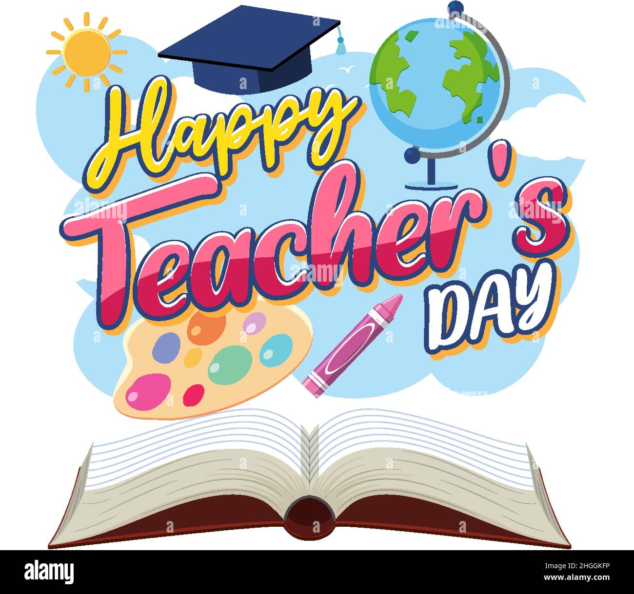 Happy Teachers Day Banner With School Objects Illustration Stock Vector Image And Art Alamy
