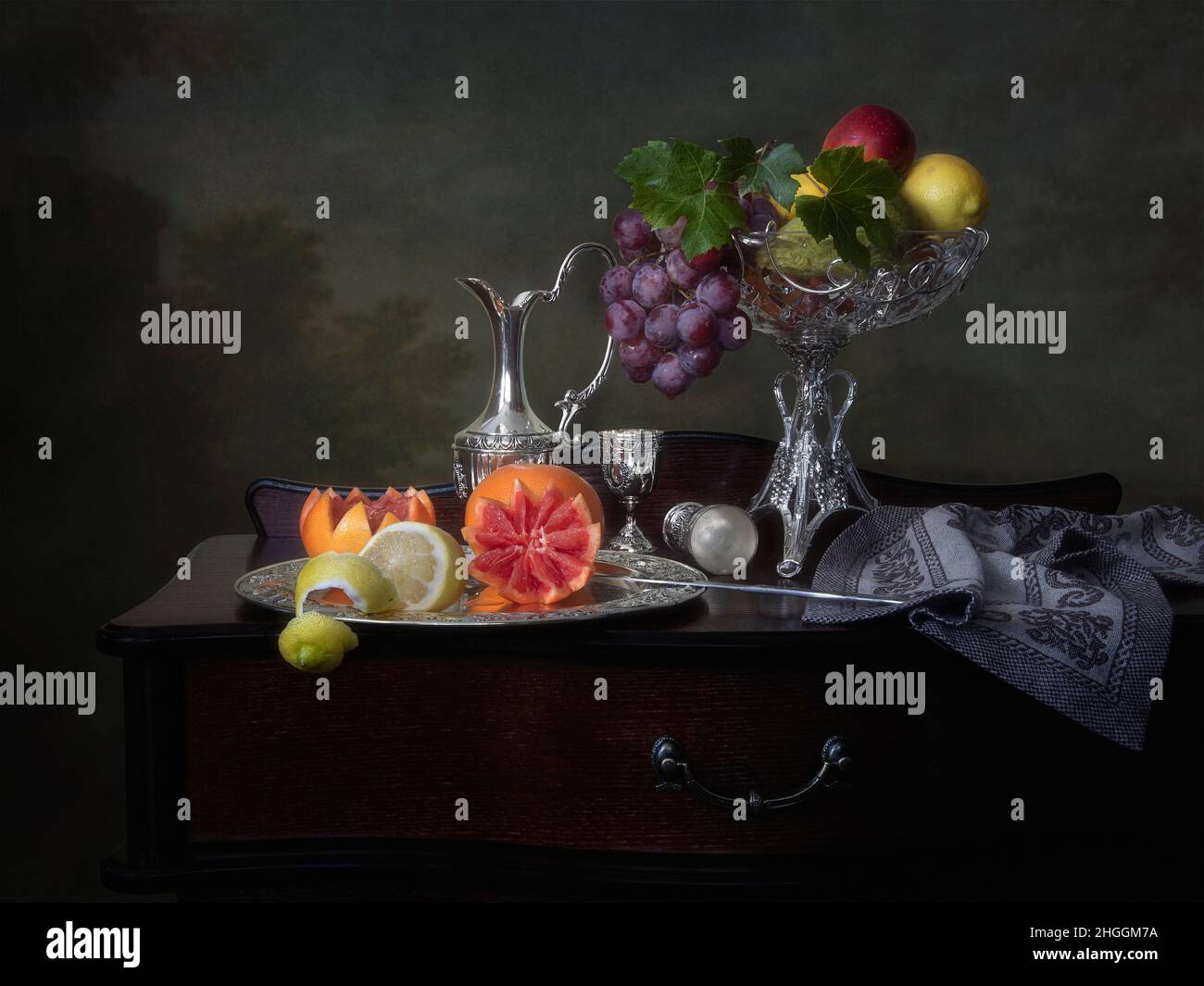 Still life with fruits in Baroque style Stock Photo - Alamy