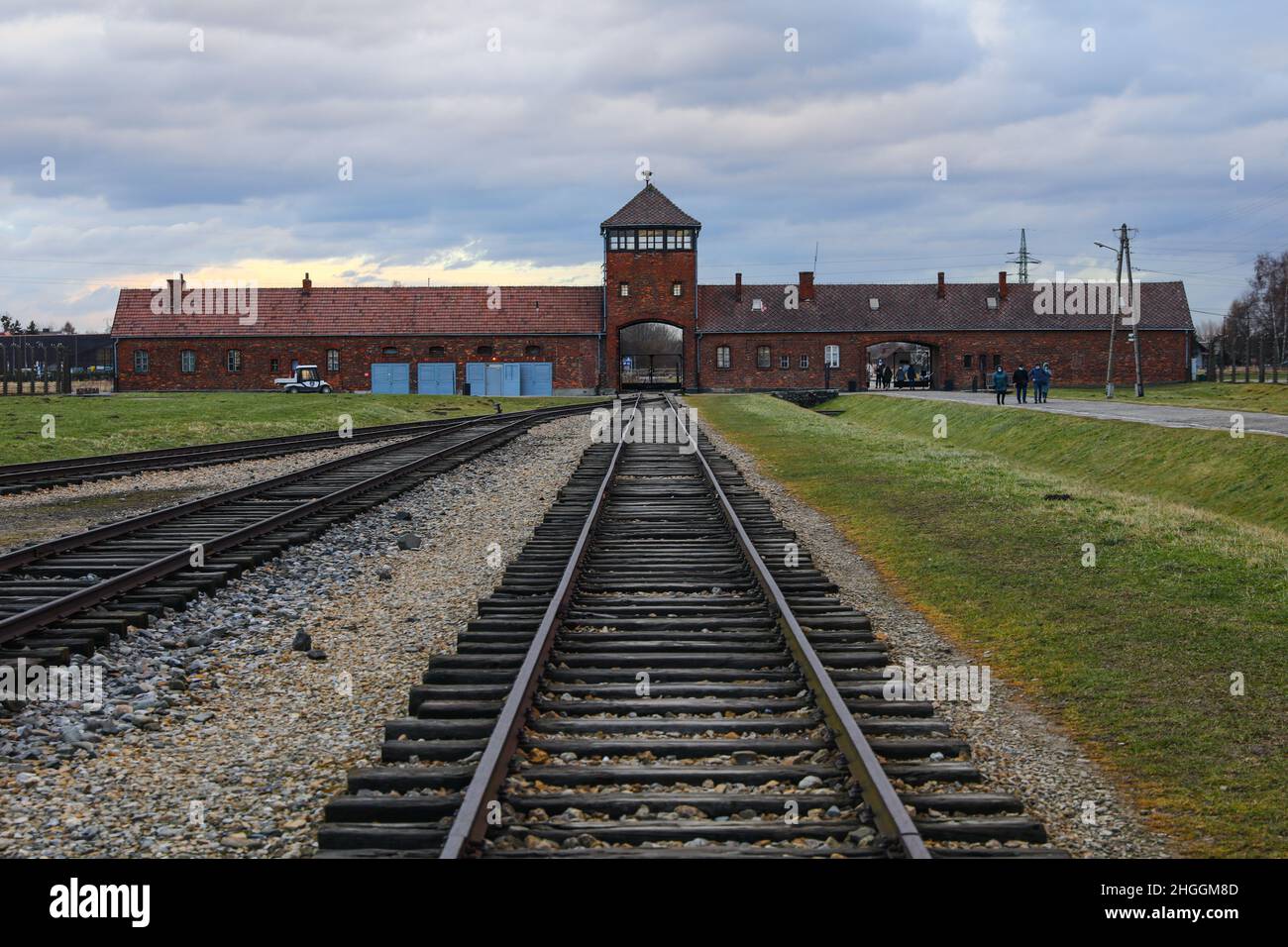 Auschwitz ii birkenau death camp main gate nazi poland hi-res stock ...