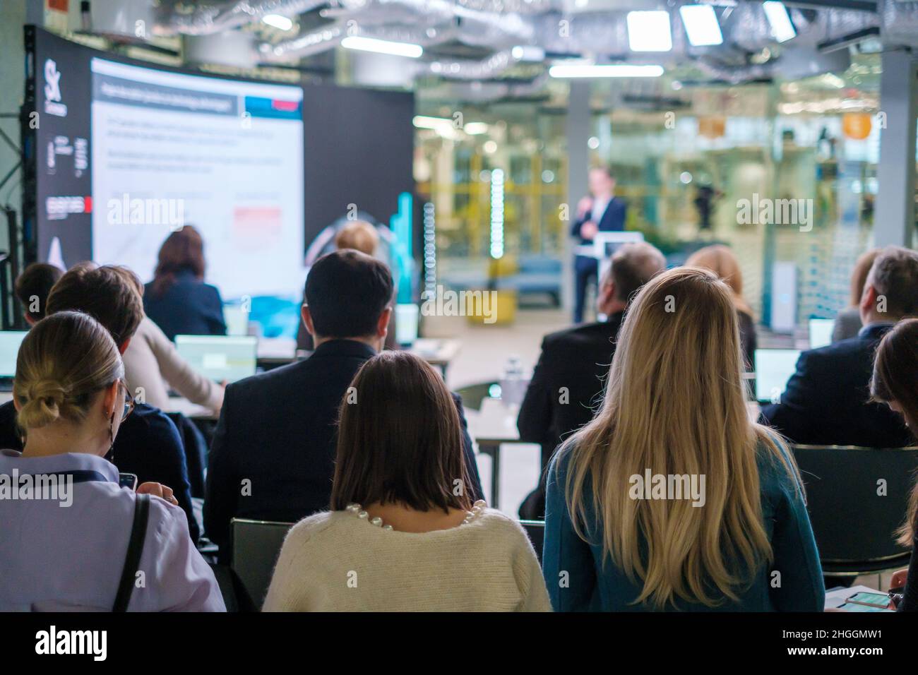 People gathering in modern hall during business forum Stock Photo - Alamy