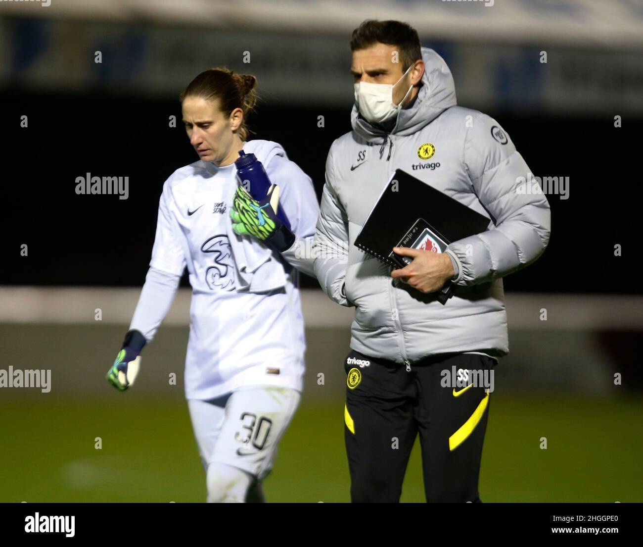 DAGENHAM, ENGLAND - JANUARY 19: L-R Chelsea Women Ann-Katrin Berger and ...