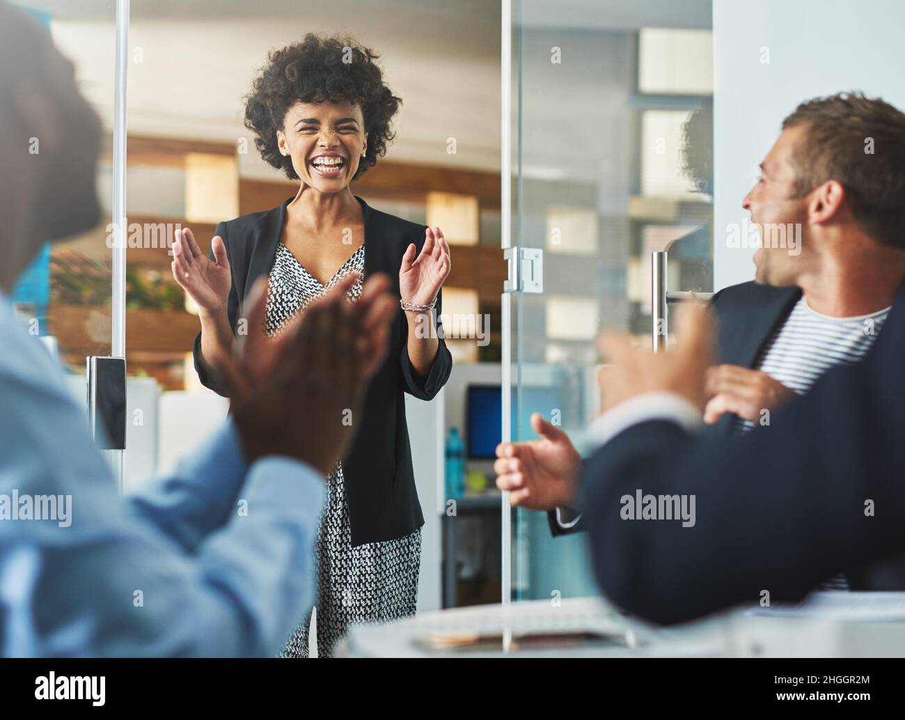 Good job, great colleagues. Shot of colleagues laughing together in an ...