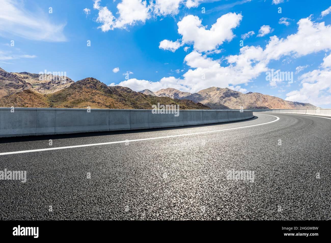 Highway ground and mountain natural scenery under blue sky.Landscape ...
