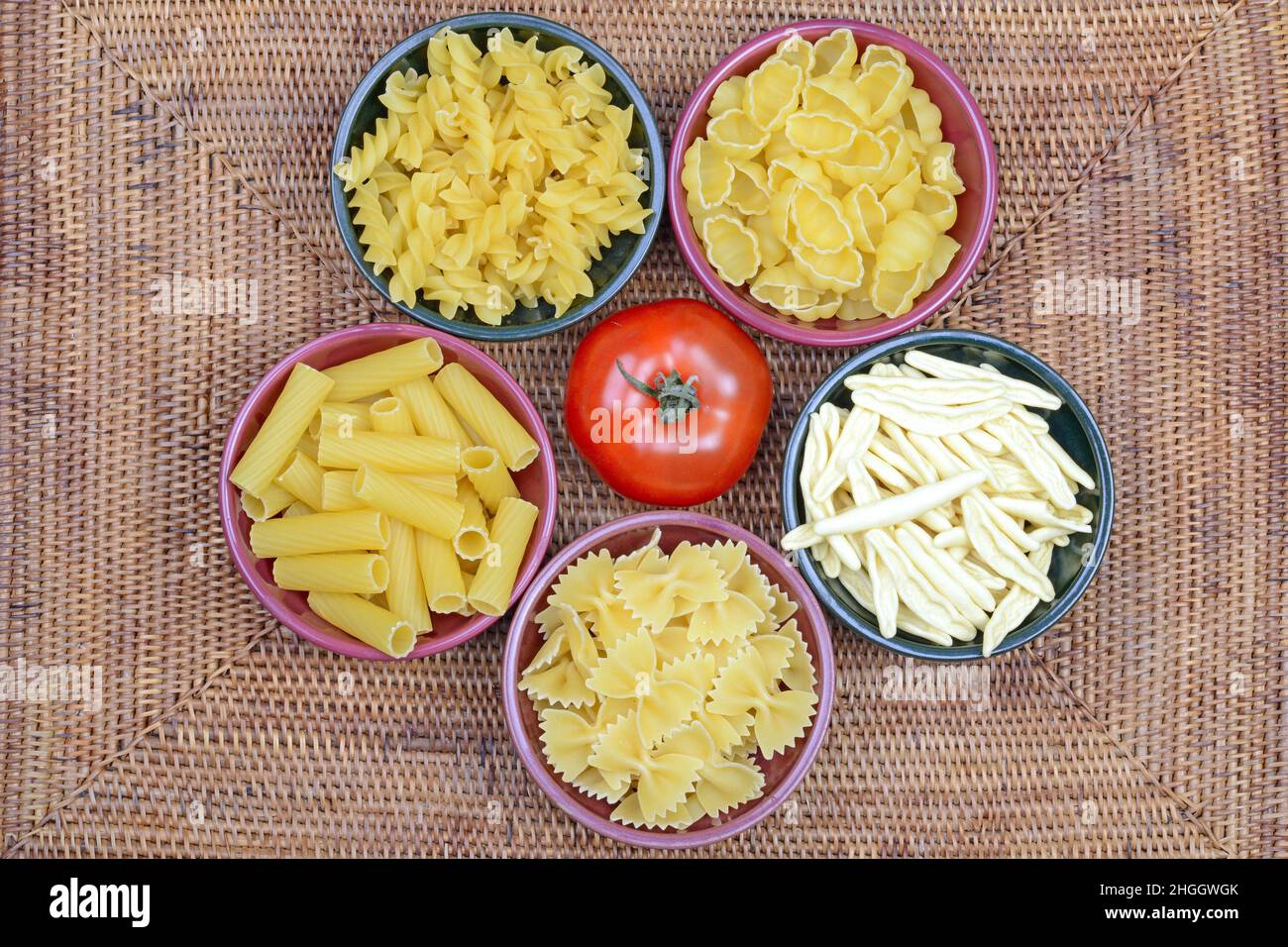 various Italian pasta, farfalle, fusilli, gnocchi, rigatoni, fagiolini ...