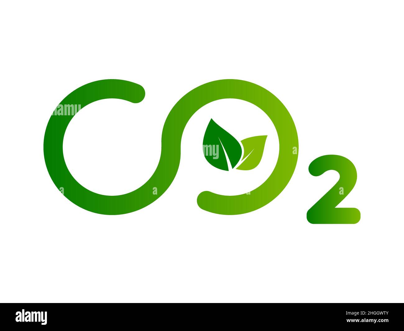 Carbon dioxide symbol with leaves. Infinity CO2 sign. Carbon neutrality ...