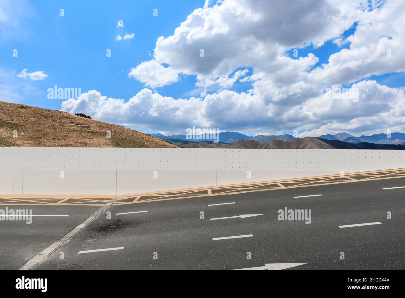 Highway ground and mountain natural scenery under blue sky.Landscape ...