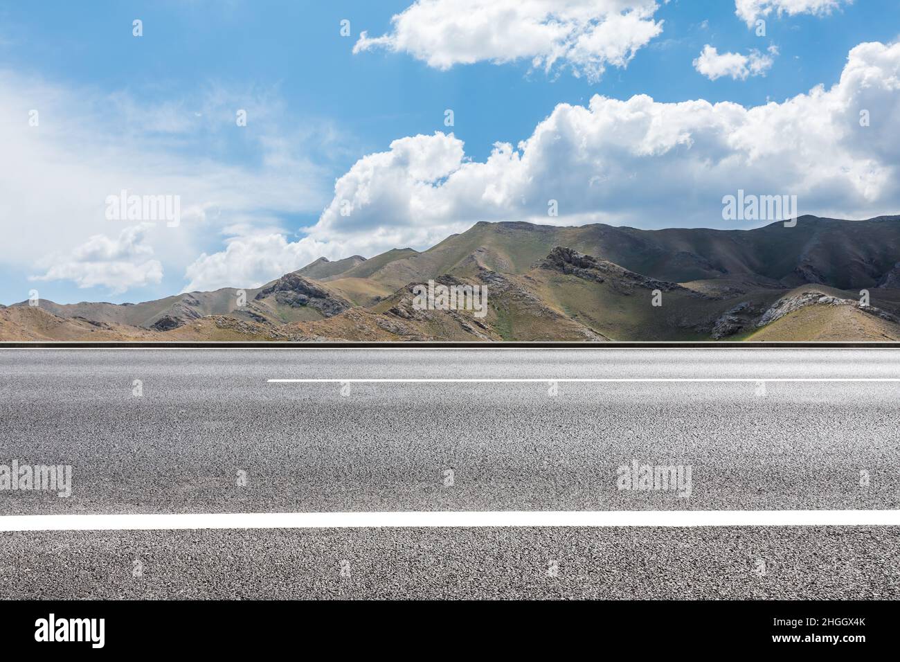 Highway ground and mountain natural scenery under blue sky.Landscape ...