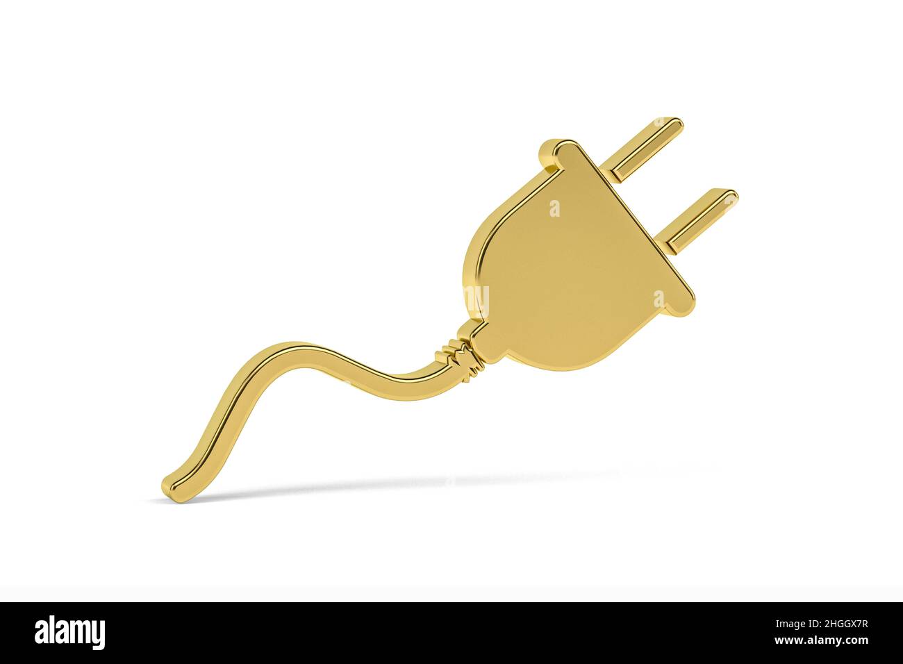 Golden 3d power cable icon isolated on white background - 3d render ...