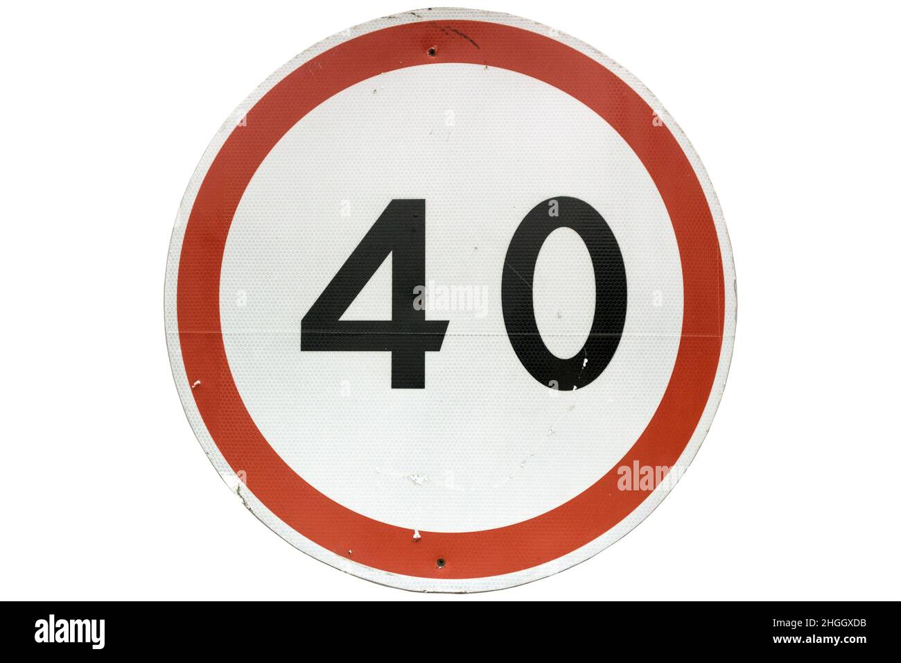 Road sign 'Speed limit 40' isolated on white Stock Photo - Alamy