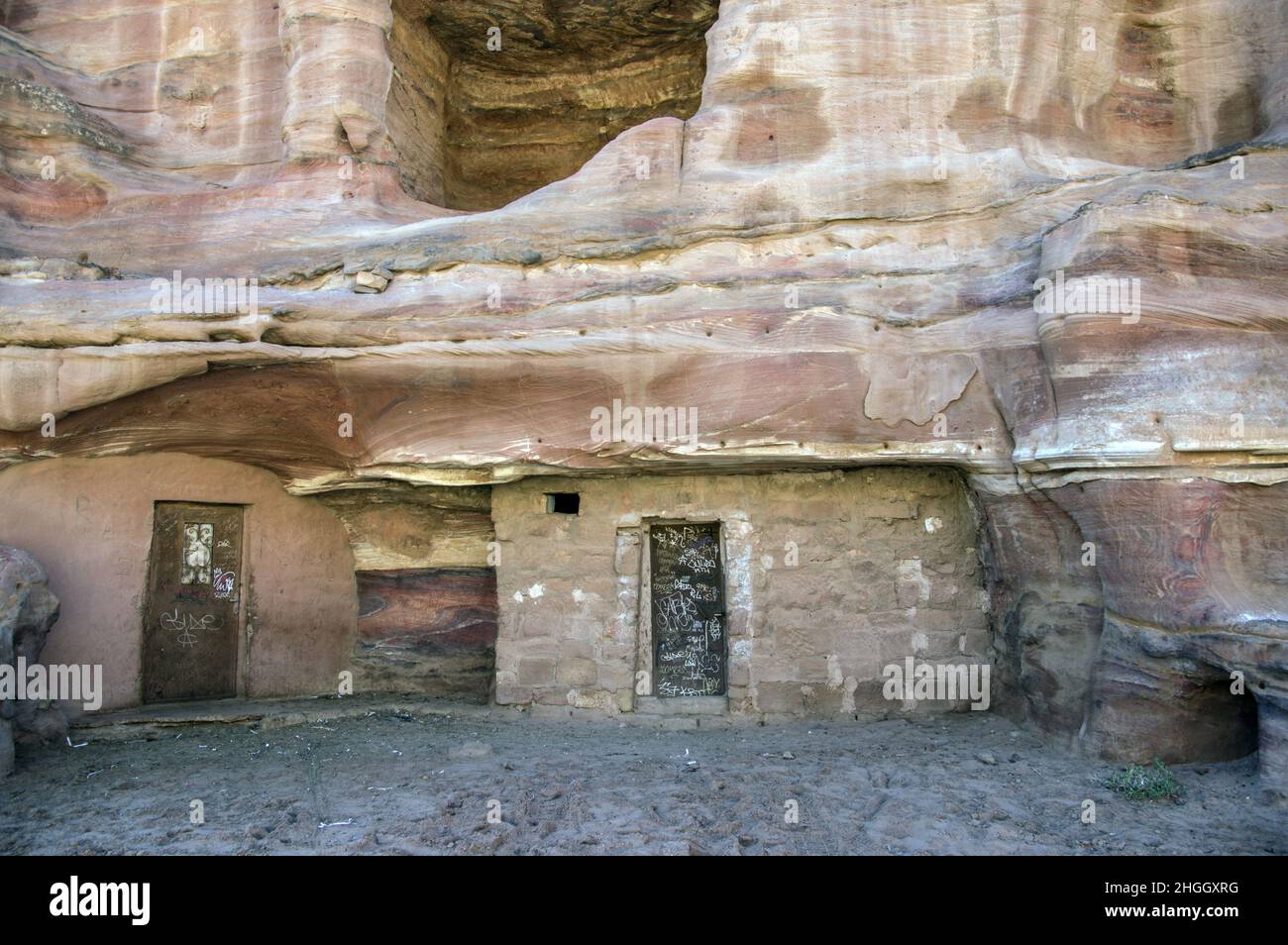 Petra Jordan, with canyons, caves, desert landscape and buildings ...