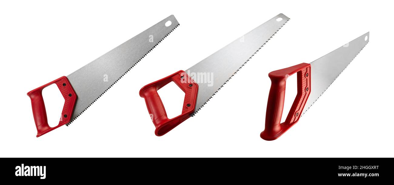 Hand hacksaw in different angles on a white background Stock Photo - Alamy