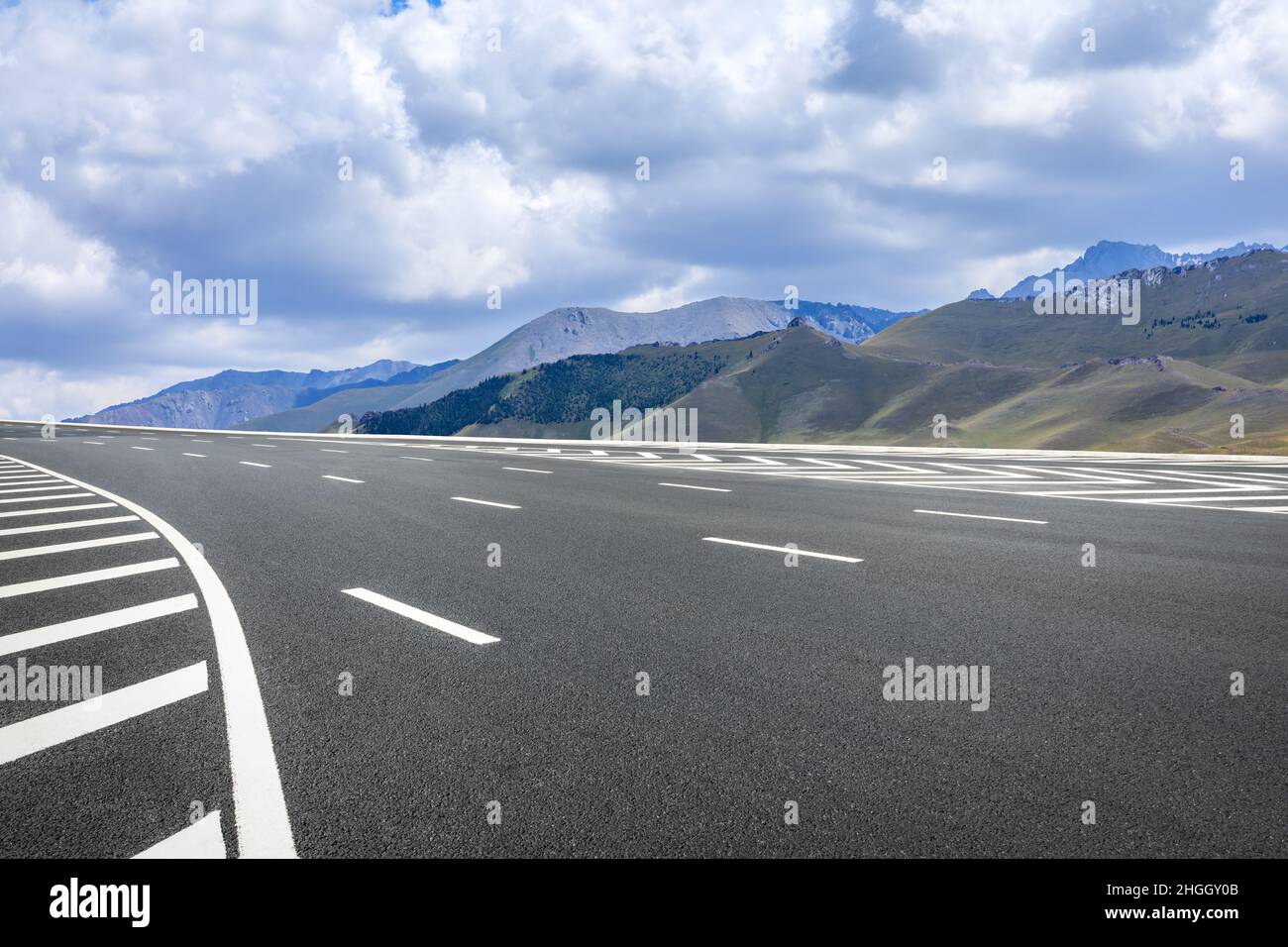 Highway ground and mountain natural scenery under blue sky.Landscape ...