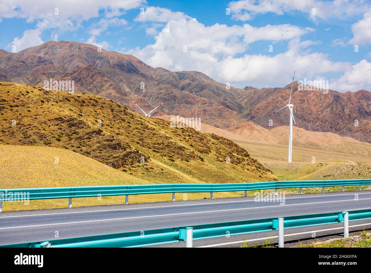 Highway ground and mountain natural scenery under blue sky.Landscape ...