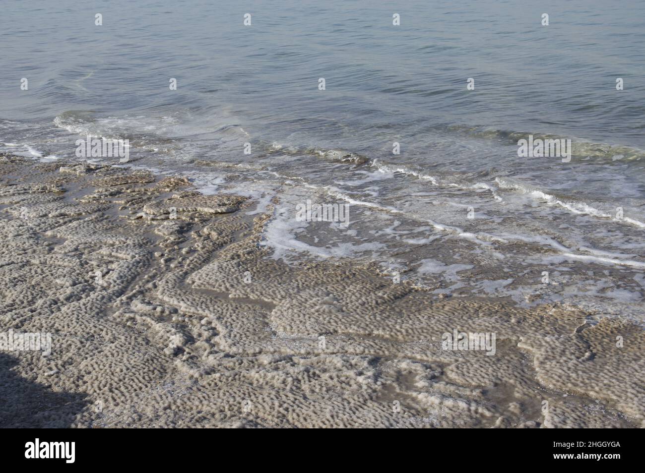Salt formations at the Dead Sea in Jordan, Middle East. Salt crystals ...