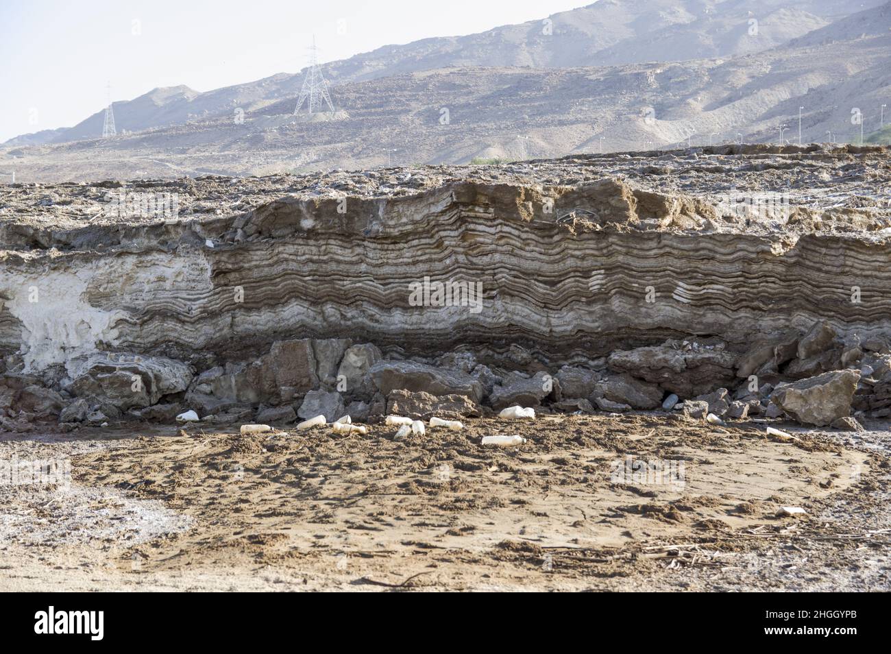 Salt formations at the Dead Sea in Jordan, Middle East. Salt crystals ...