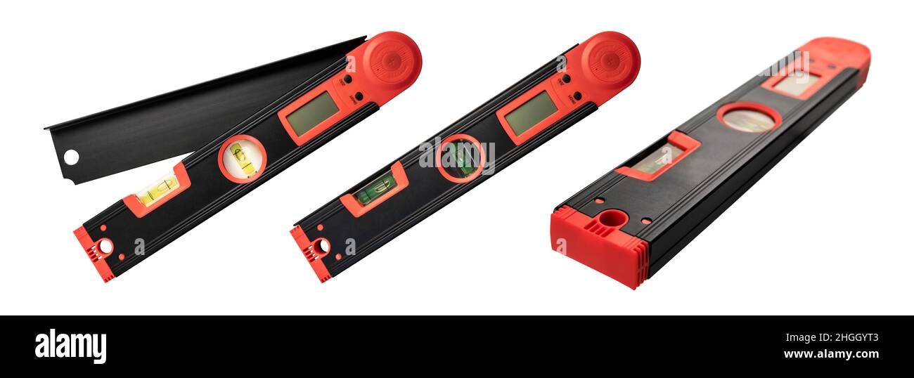 Water level meter in different angles on a white background Stock Photo ...