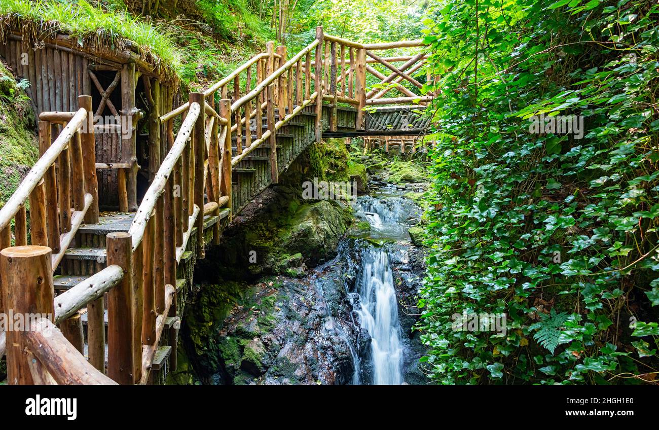 GLEN GRANT DISTILLERY ROTHES MORAY SCOTLAND GARDENS THE GORGE WATERFALL ...