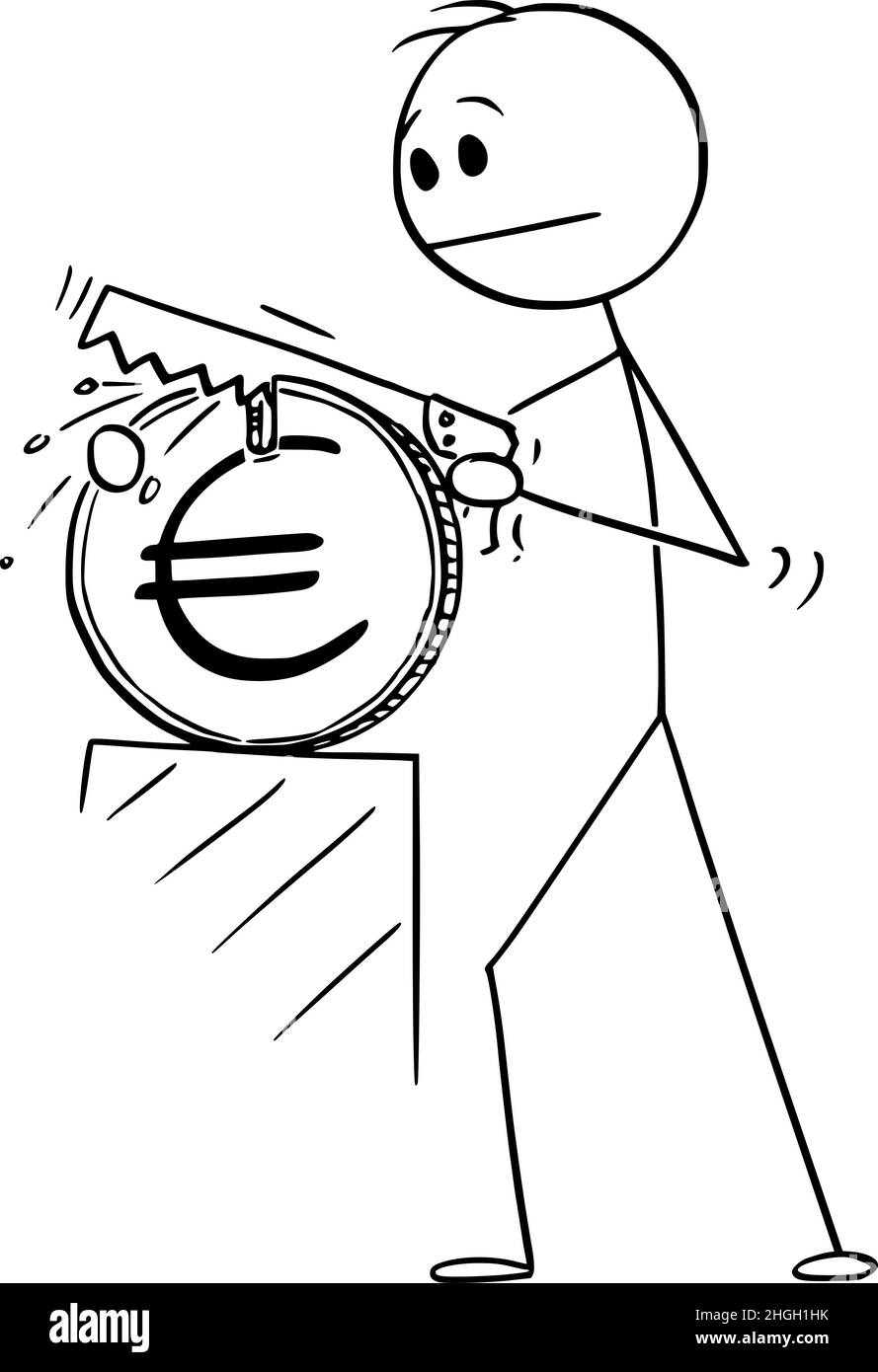 Stick figure euro coin Cut Out Stock Images & Pictures - Alamy