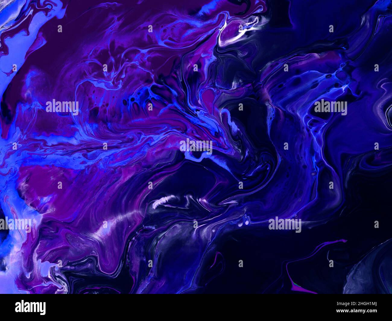 Abstract art painting in neon blue and purple colors, creative hand ...