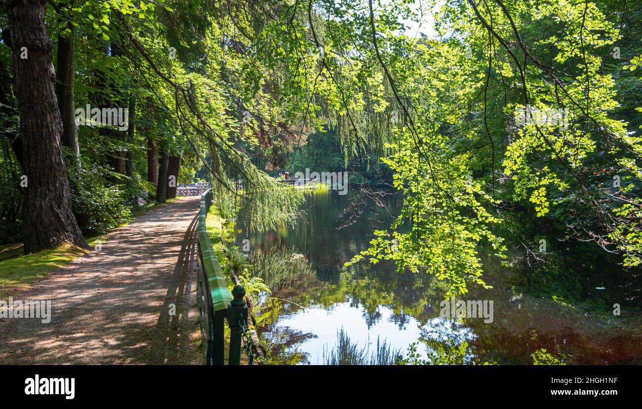 GLEN GRANT DISTILLERY ROTHES MORAY SCOTLAND THE GARDENS TREES AND LAKE ...