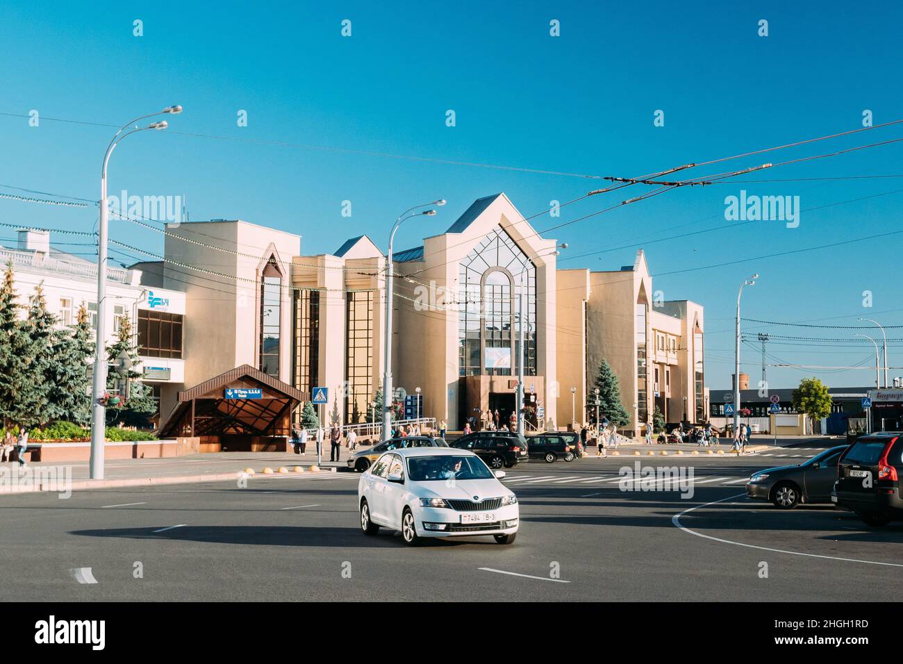 Gomel, Belarus. Railway Station Building In Sunny Summer Day And ...