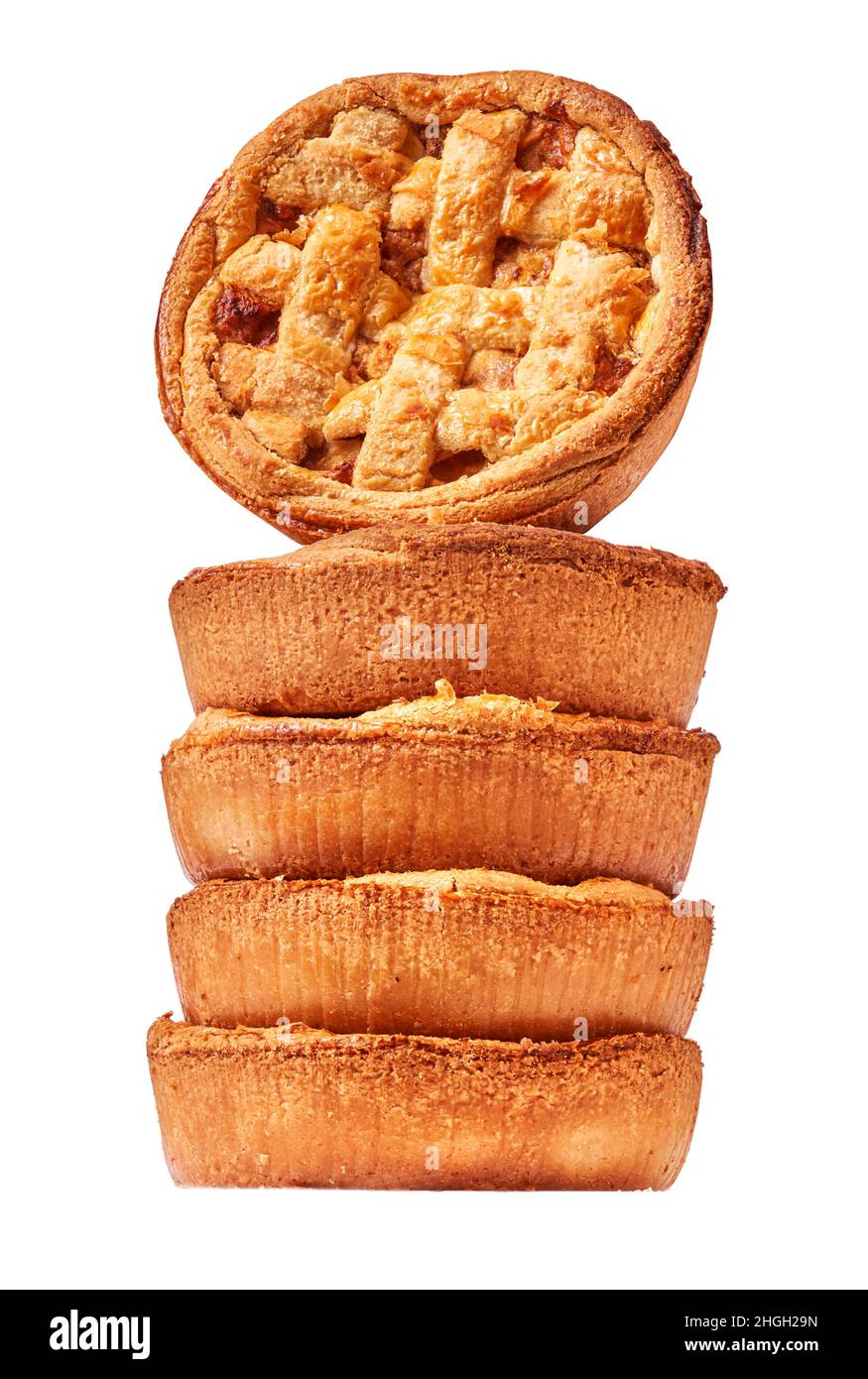 Stacked apple pastries in a studio setting, isolated on white Stock ...