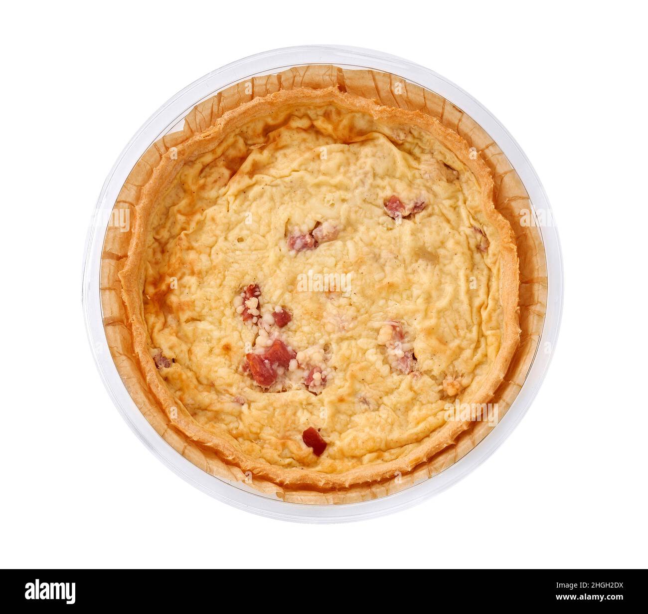 packaged quiche in a studio setting, isolated on white Stock Photo - Alamy