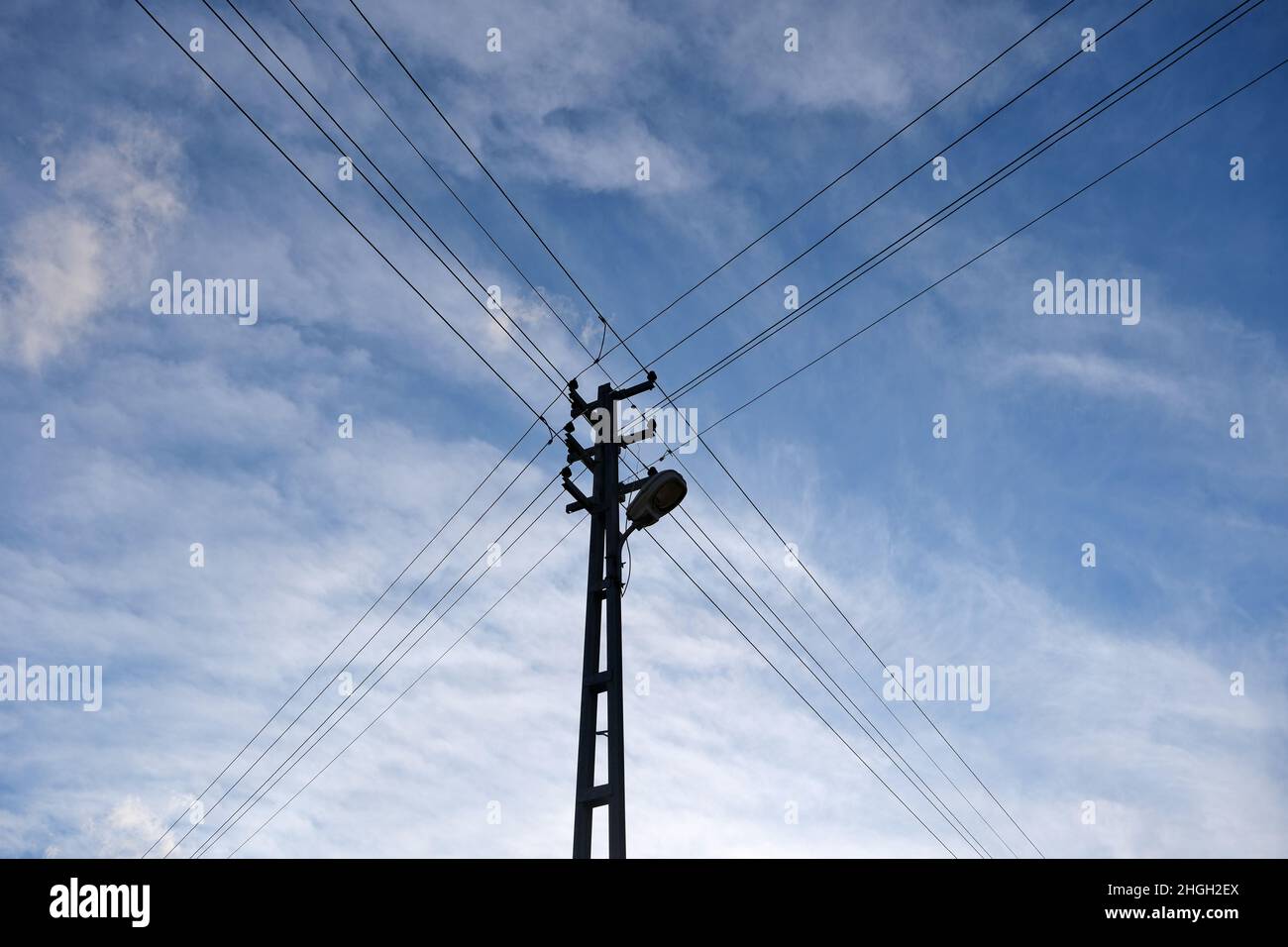 Electric pole and wires Stock Photo - Alamy