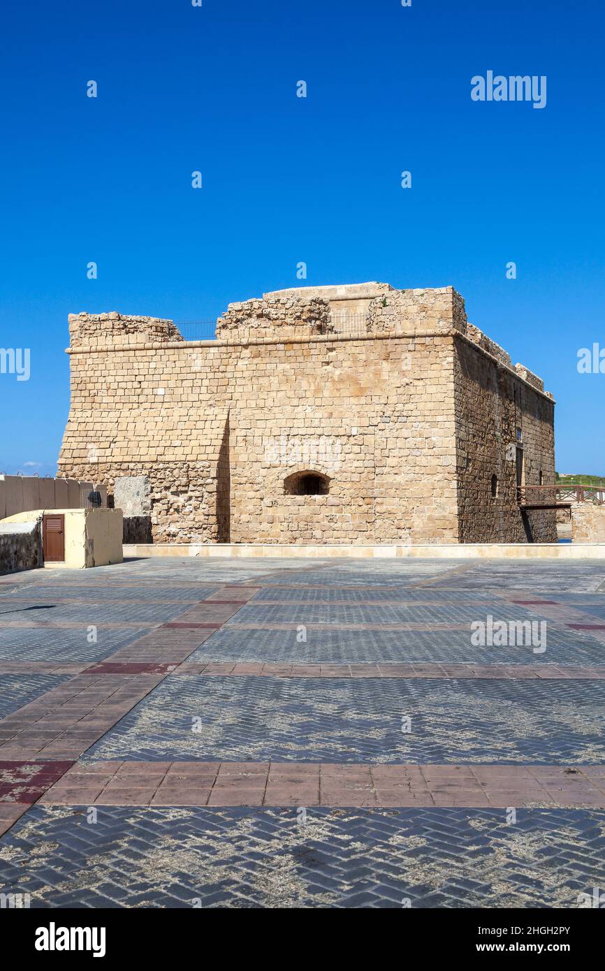 Paphos Castle (Pafos) in Cyprus which is a Byzantine fort in the city ...