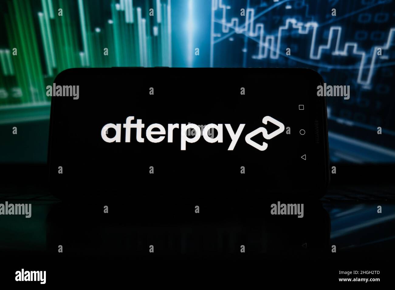 In this photo illustration, an Afterpay logo is displayed on a ...