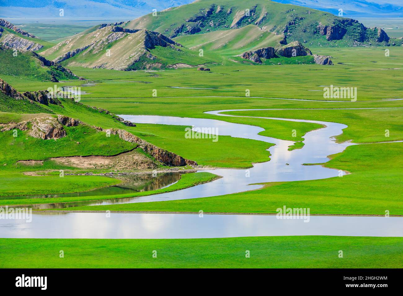Bayinbuluke grassland natural scenery in Xinjiang,China.Beautiful ...